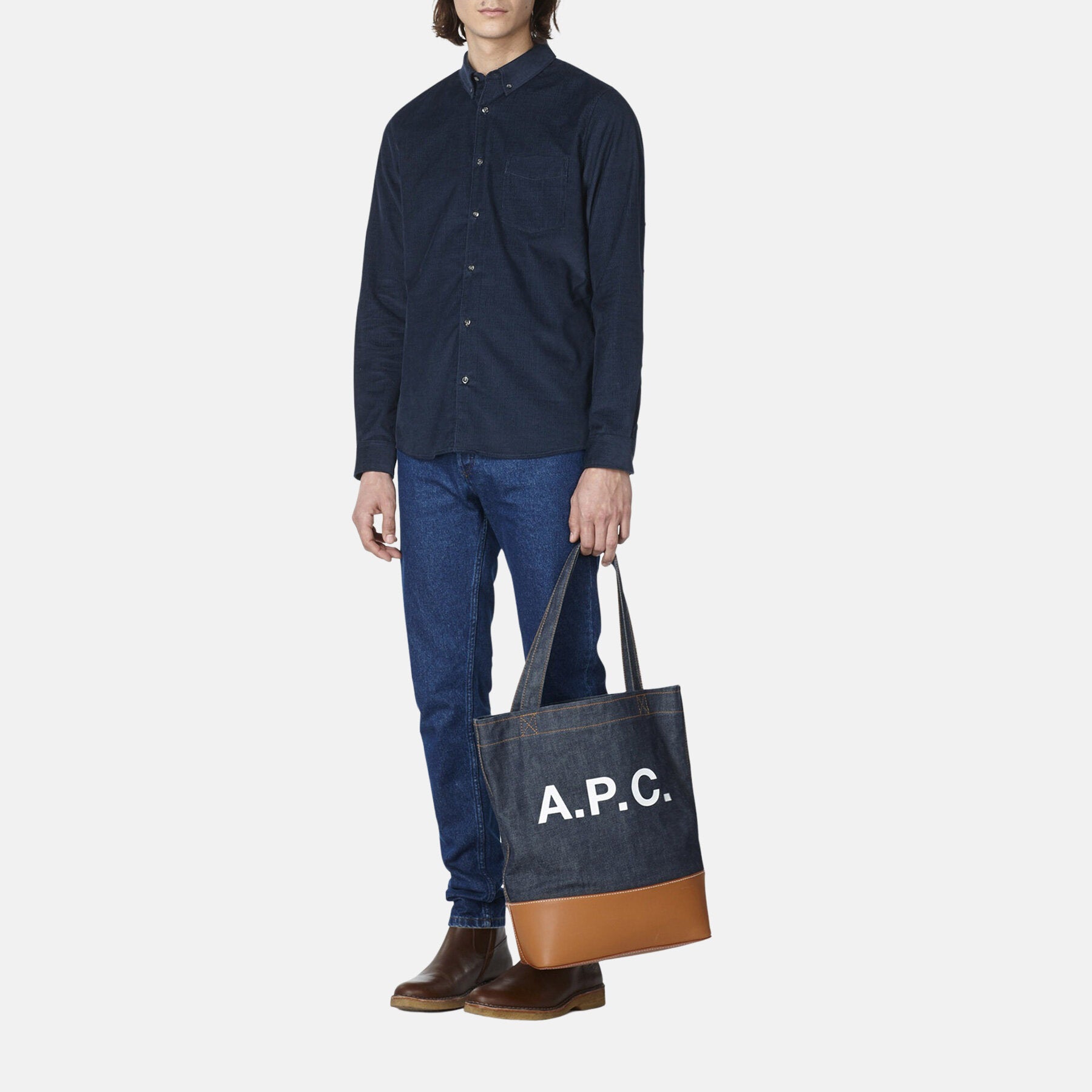 Denim tote bag with logo Caramel by Apc | Men | WP Store
